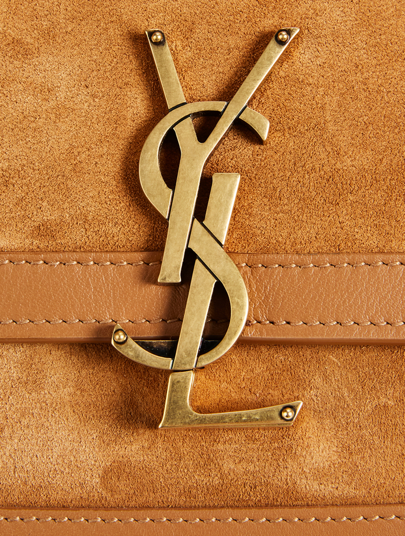 SAINT LAURENT Medium Solferino YSL Monogram Suede Bag | Holt Renfrew