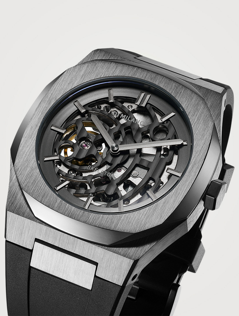 D1 MILANO Skeleton Stainless Steel Rubber Strap Watch | Holt Renfrew