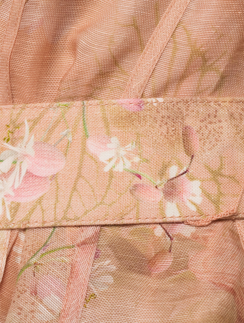 ZIMMERMANN Dancer Puff-Sleeve Organza Mini Dress In Floral Print | Holt ...