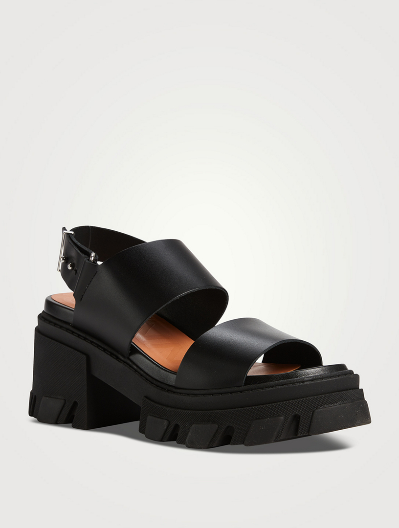 GANNI Leather Slingback Sandals | Holt Renfrew
