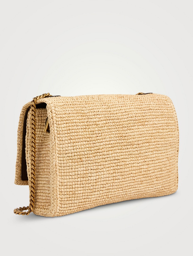 SAINT LAURENT Medium Kate YSL Monogram Raffia Chain Bag | Holt Renfrew