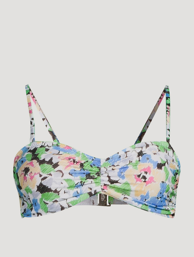 GANNI Convertible Bikini Top In Floral Print | Holt Renfrew