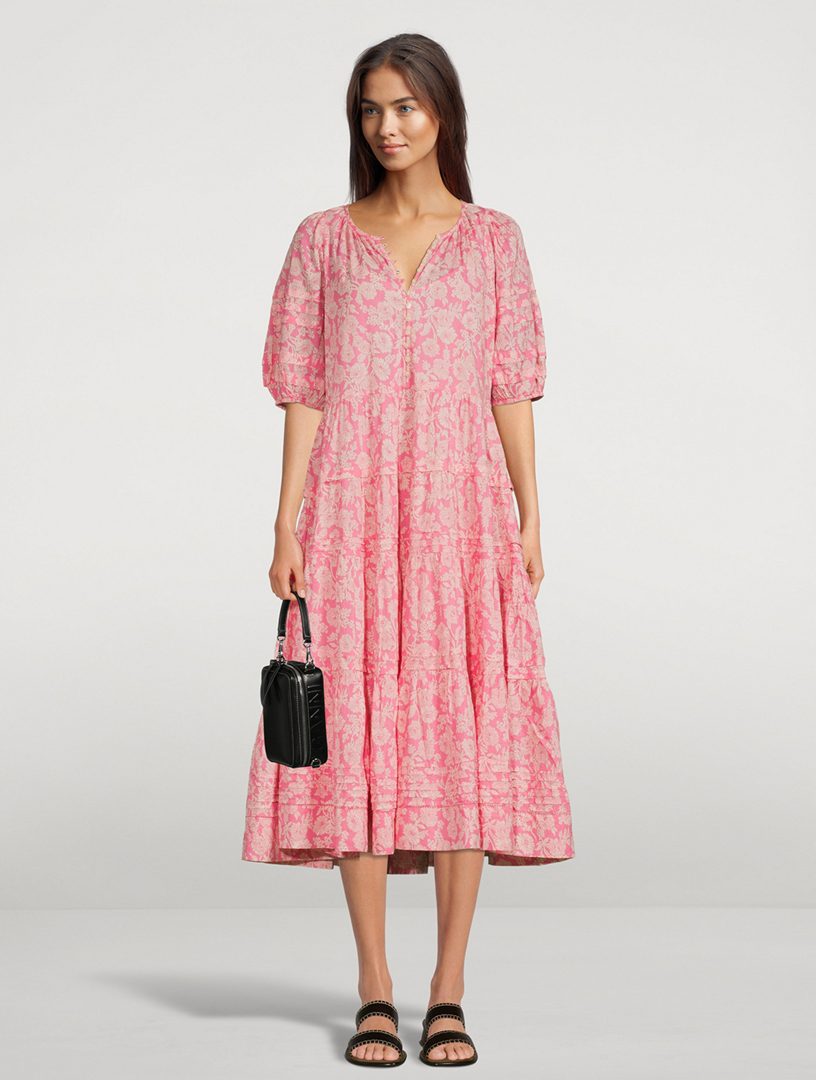THE GREAT. The Pleated Ravine Midi Dress In Floral Print | Holt Renfrew
