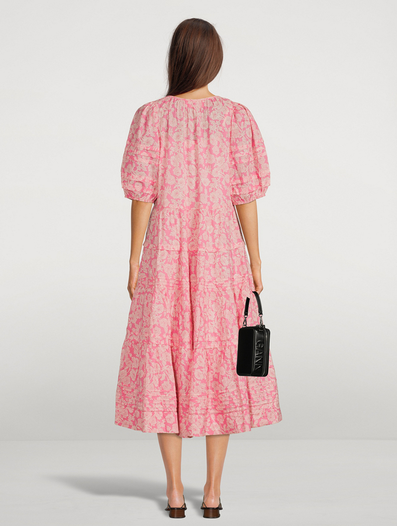 THE GREAT. The Pleated Ravine Midi Dress In Floral Print | Holt Renfrew