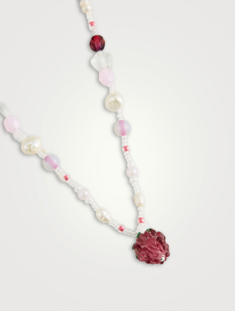 BISOUS BEADS Bisous Beads x Fruit Assembly Beaded Raspberry Necklace ...