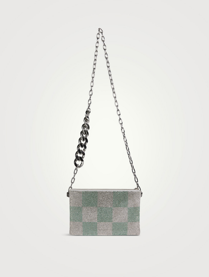 KARA Crystal Mesh Crossbody Bag In Check Print | Holt Renfrew