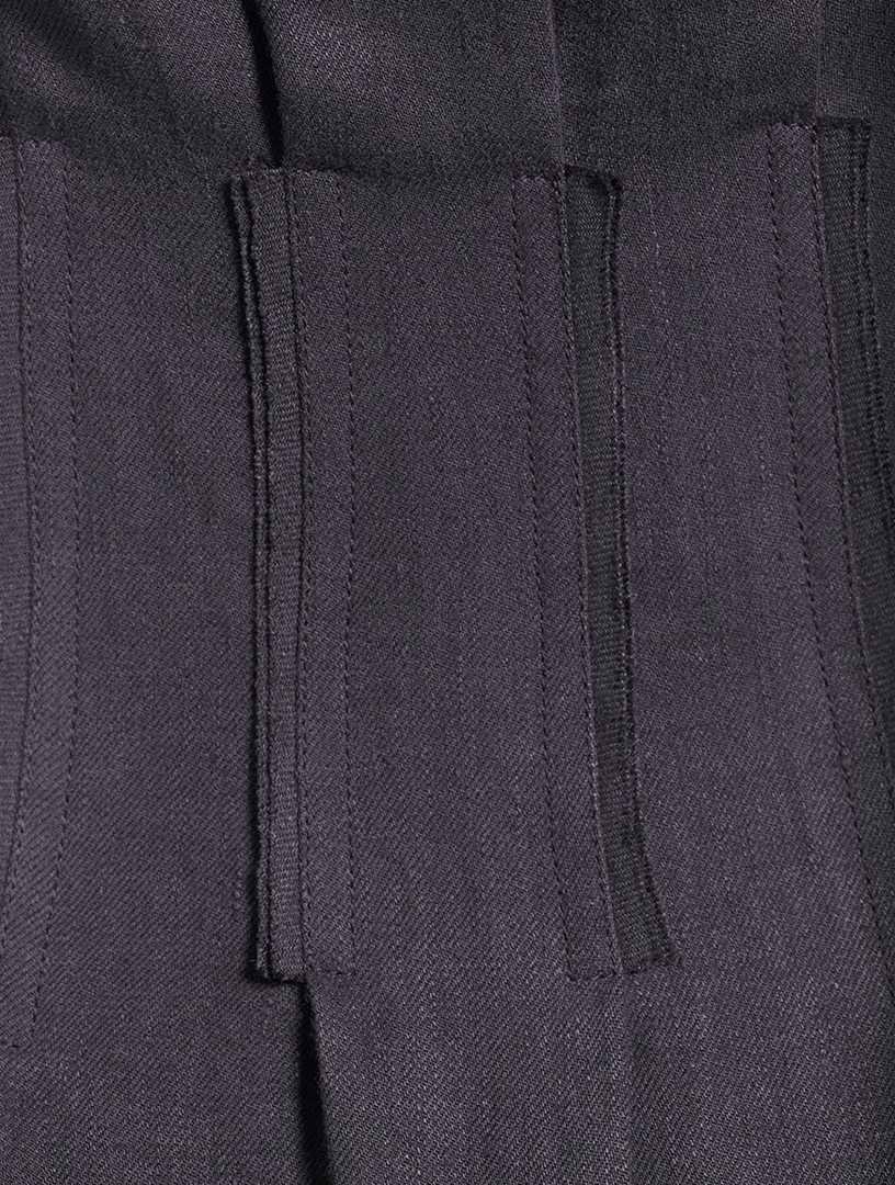 CHLOÉ Flutter-Sleeve Linen Midi Dress | Holt Renfrew