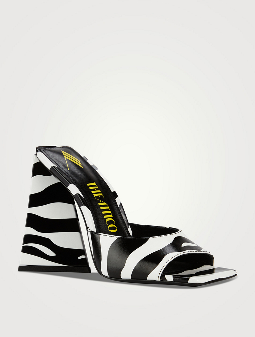 THE ATTICO Devon Leather Mules In Zebra Print | Holt Renfrew