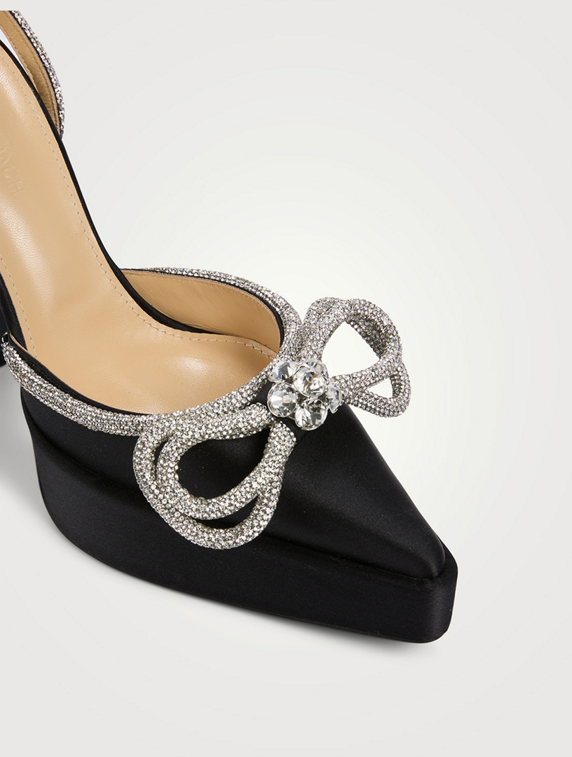 MACH & MACH Double Bow Crystal-Embellished Satin Platform Pumps | Holt ...