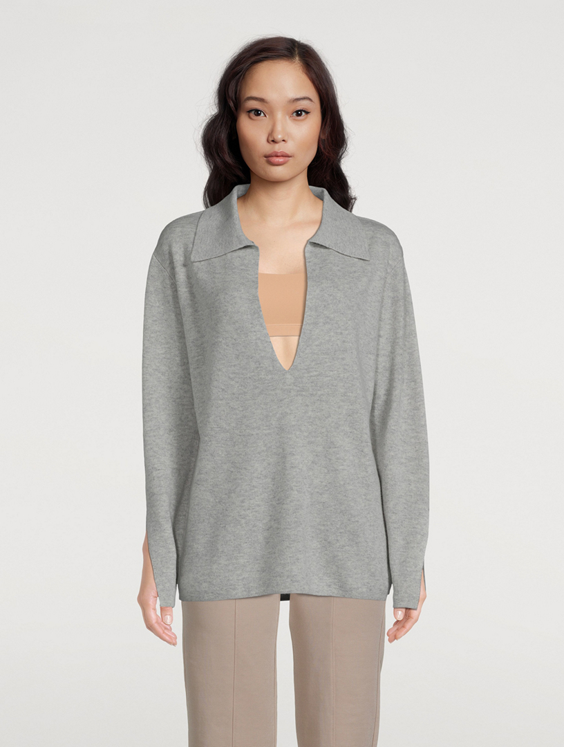 UNCLE STUDIOS The Wool-Cashmere Open Polo Sweater | Holt Renfrew