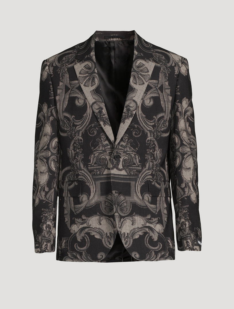 VERSACE Silver Baroque Wool Jacket | Holt Renfrew