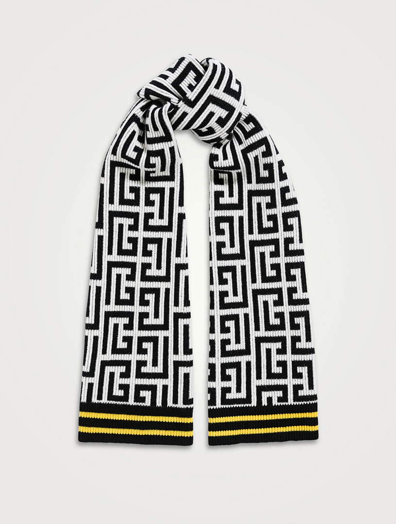 BALMAIN Wool And Cashmere Scarf With Monogram | Holt Renfrew