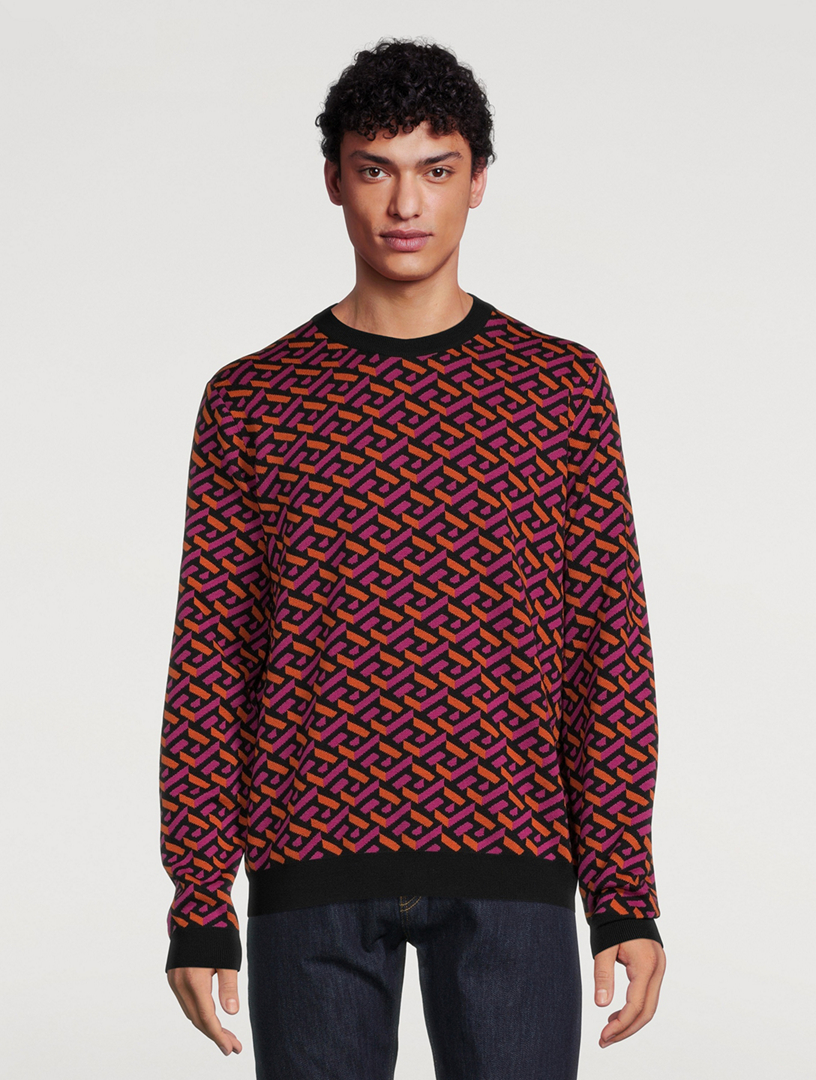 VERSACE Greca Wool Jacquard Sweater | Holt Renfrew