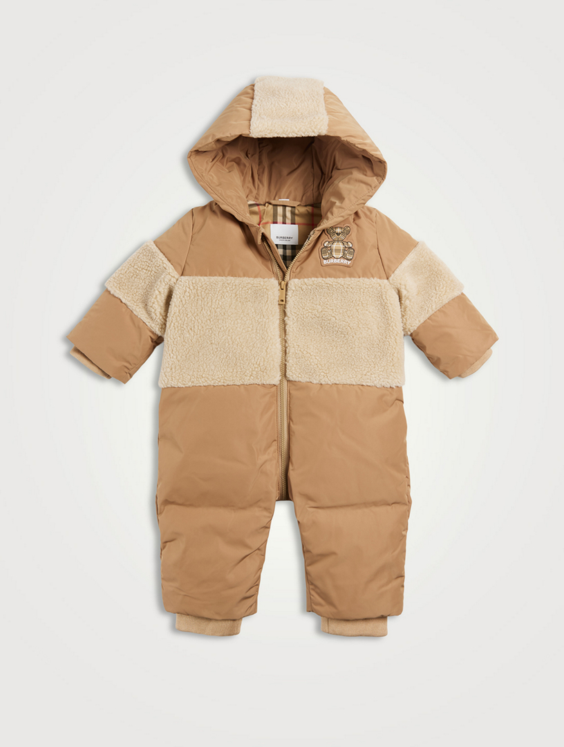 BURBERRY Thomas Bear Appliqué Hooded Snowsuit | Holt Renfrew