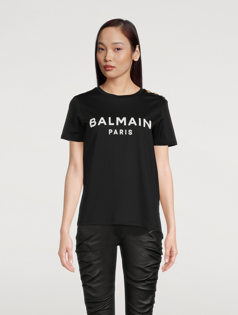 BALMAIN Logo T-Shirt With Buttons | Holt Renfrew