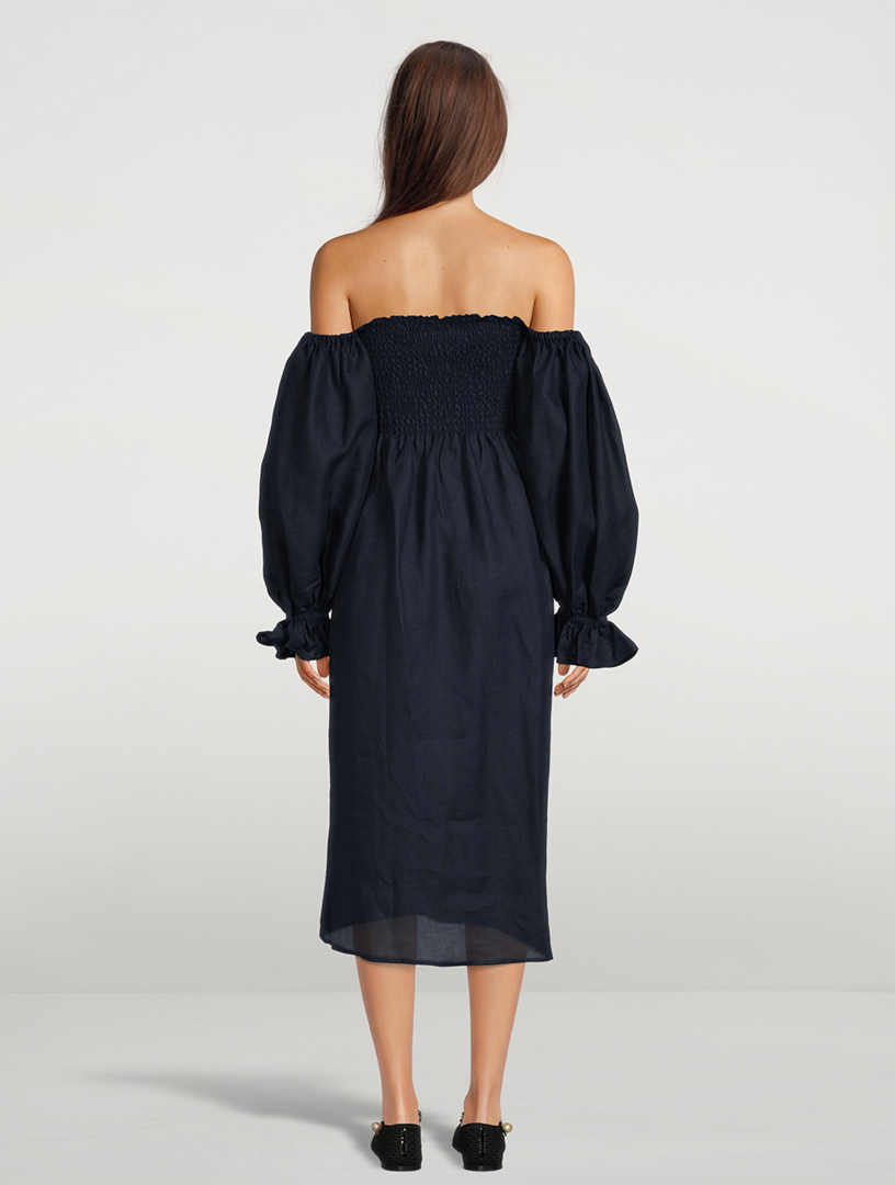 SLEEPER Atlanta Linen Midi Dress | Holt Renfrew
