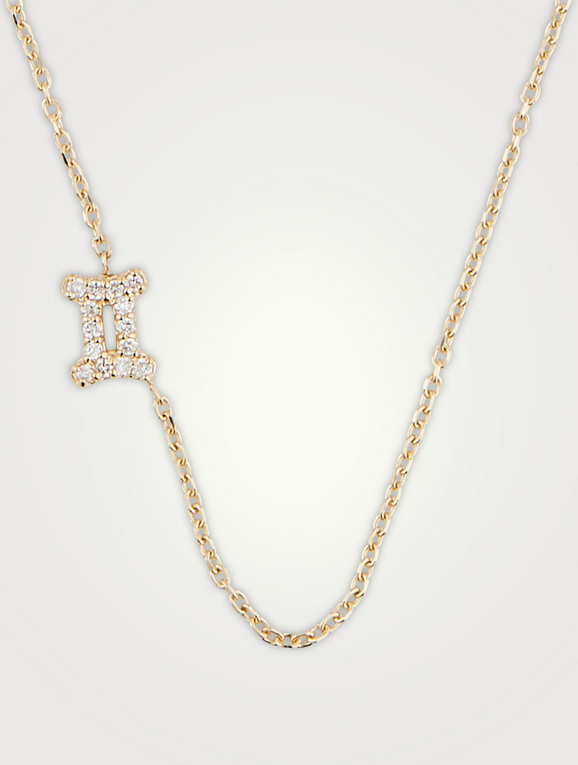 ANZIE Love Letter 14K Gold Gemini Pavé Zodiac Necklace With Diamonds ...