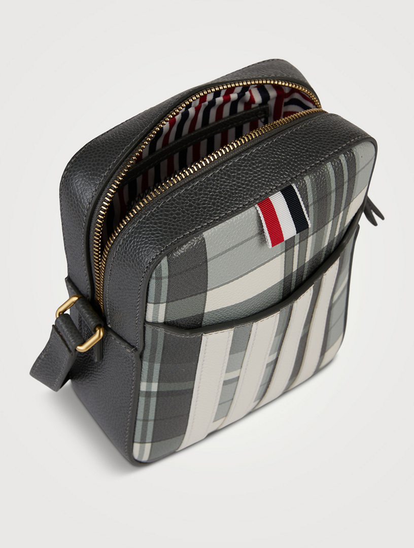 THOM BROWNE Leather Madras Vertical Camera Bag | Holt Renfrew