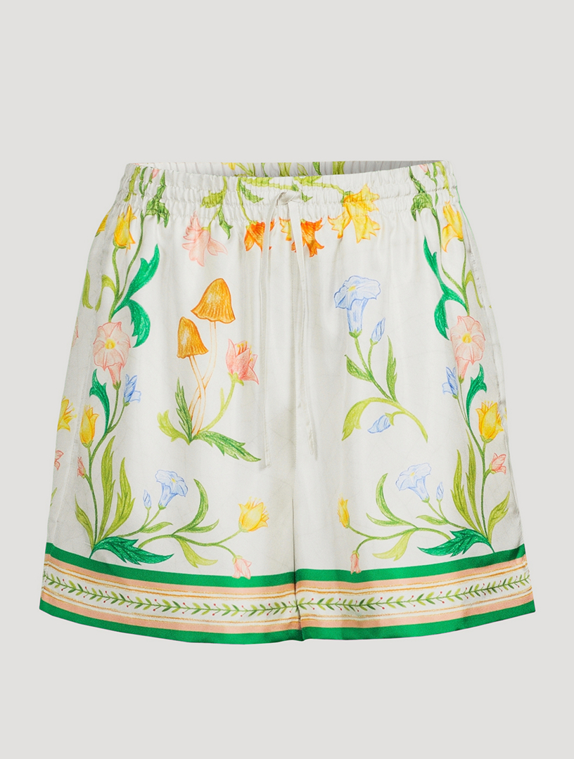 CASABLANCA L'Arche Fleurie Silk Shorts | Holt Renfrew