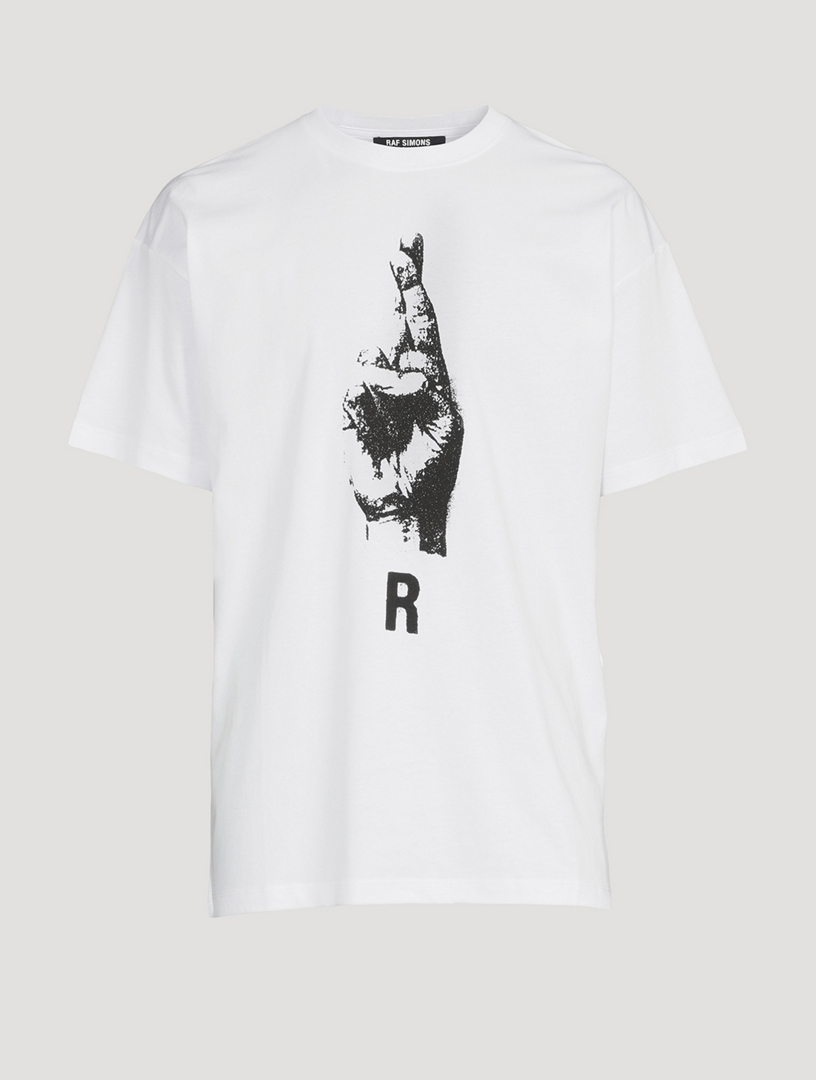 RAF SIMONS T-Shirt With Hand Sign Print | Holt Renfrew
