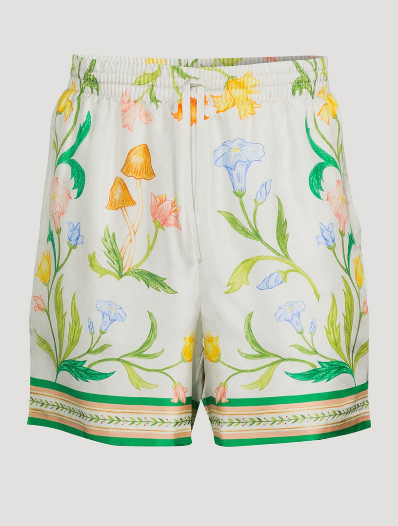 CASABLANCA L'Arche Fleurie Silk Shorts | Holt Renfrew