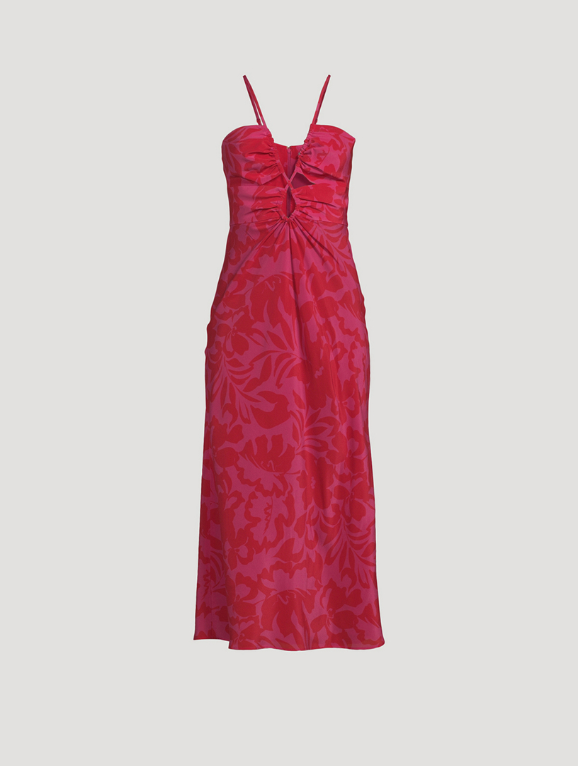 SHONA JOY Silk Keyhole Midi Dress In Portea Print | Holt Renfrew