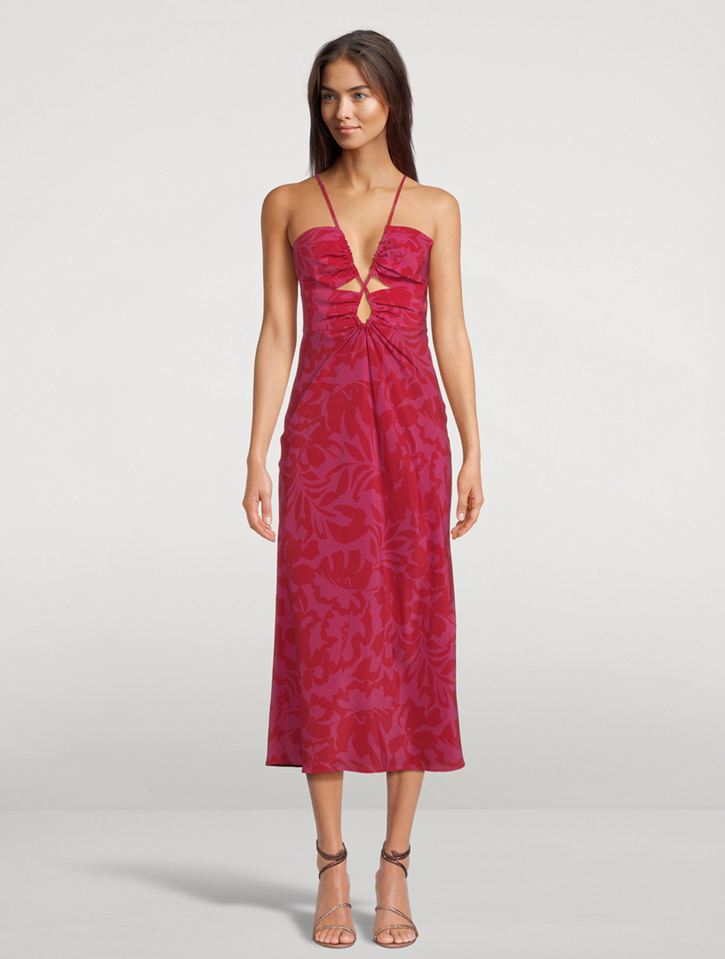 SHONA JOY Silk Keyhole Midi Dress In Portea Print | Holt Renfrew