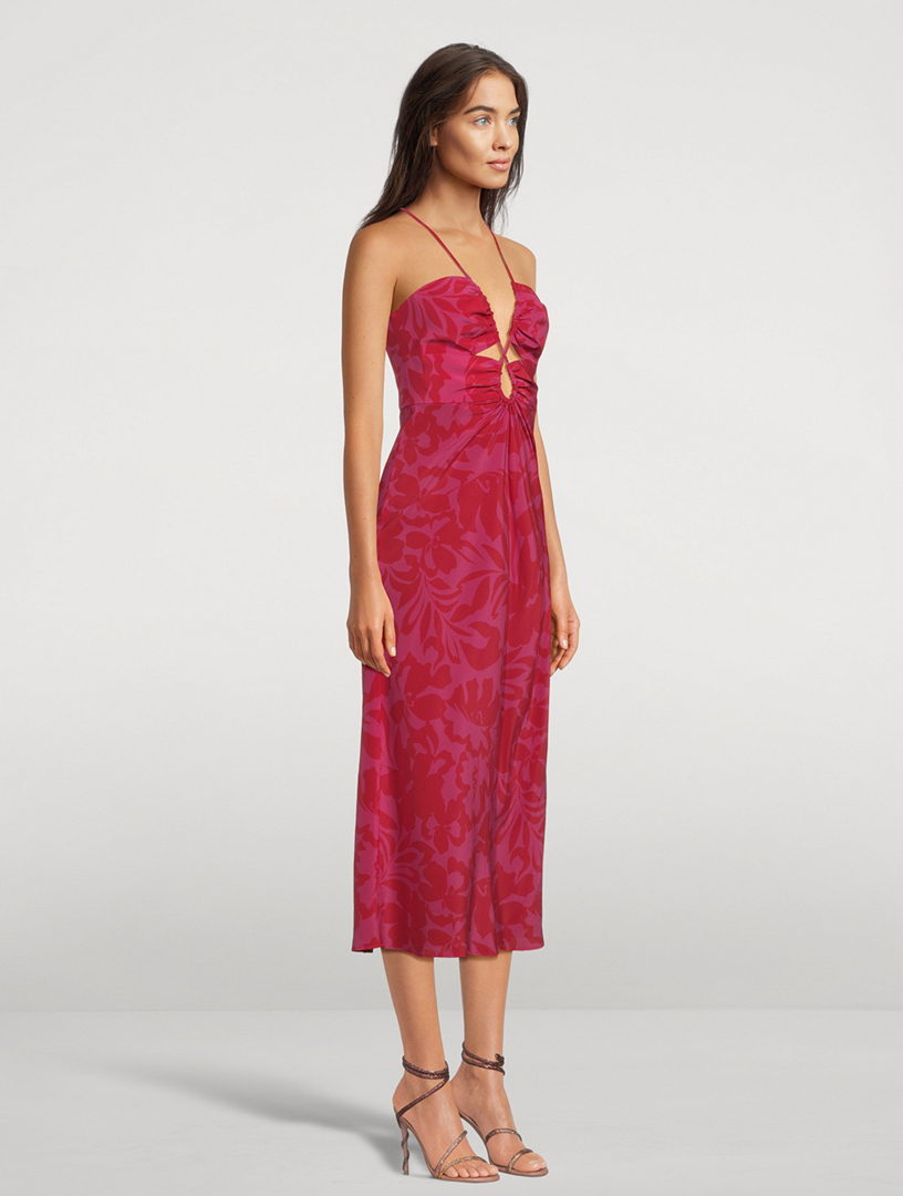 SHONA JOY Silk Keyhole Midi Dress In Portea Print | Holt Renfrew