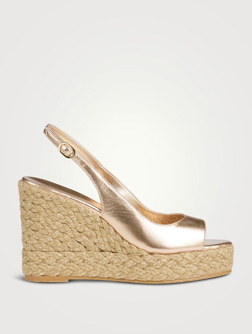 STUART WEITZMAN Island Metallic Leather Espadrille Slingback Pumps ...
