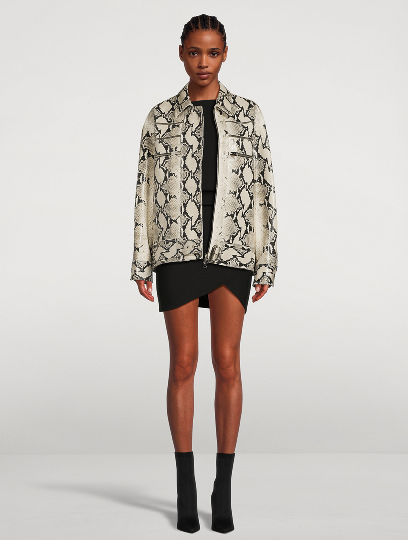 KHAITE The Tania Python-Embossed Leather Jacket | Holt Renfrew