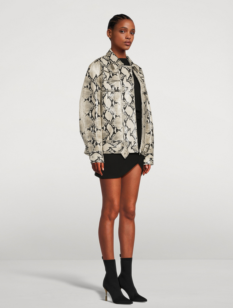 KHAITE The Tania Python-Embossed Leather Jacket | Holt Renfrew