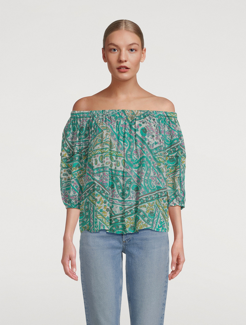 BA&SH Fenji Printed Off-The-Shoulder Top | Holt Renfrew