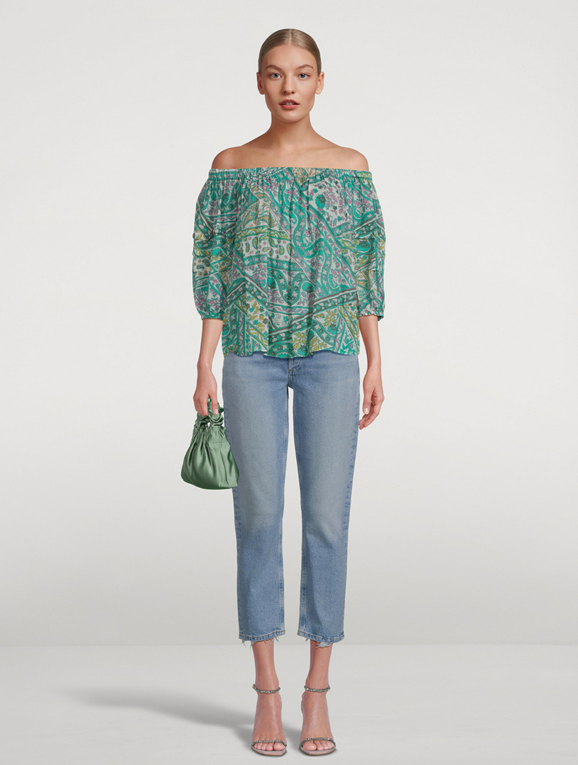 BA&SH Fenji Printed Off-The-Shoulder Top | Holt Renfrew