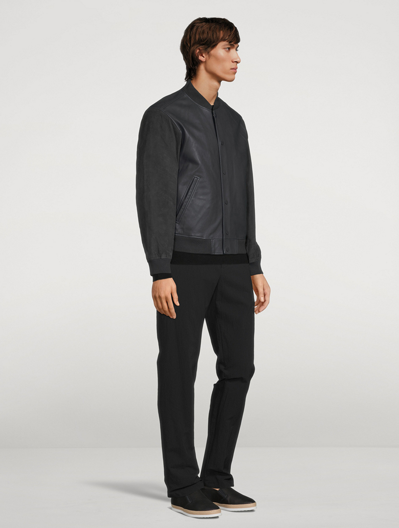 THEORY Leather And Suede Varsity Jacket | Holt Renfrew