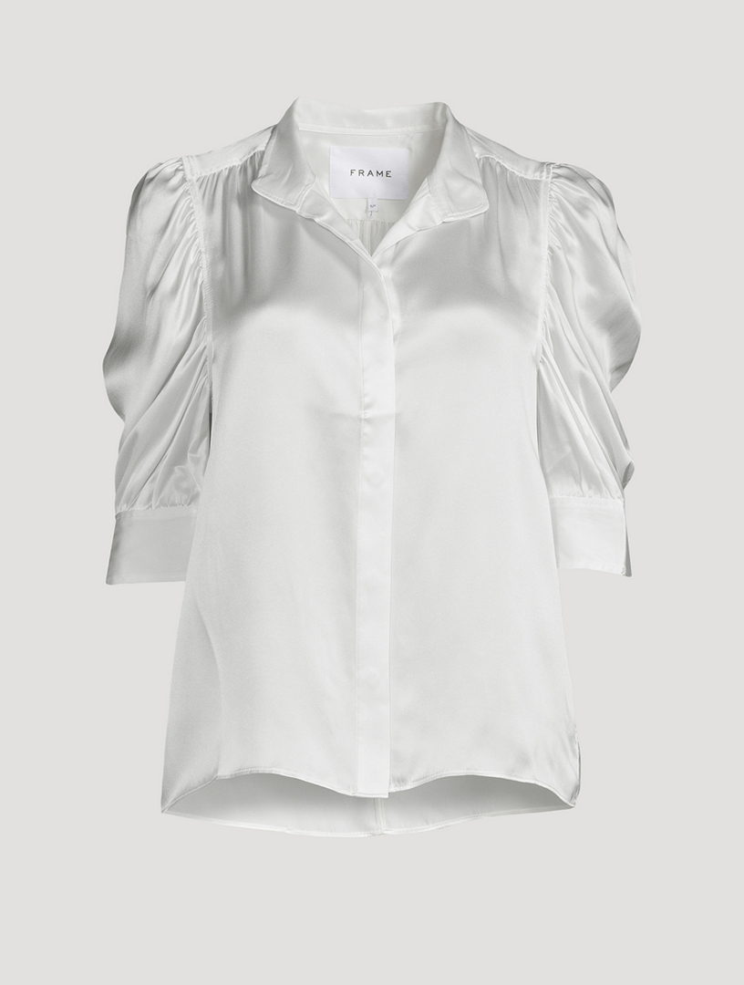 FRAME Gillian Puff-Sleeve Silk Blouse | Holt Renfrew
