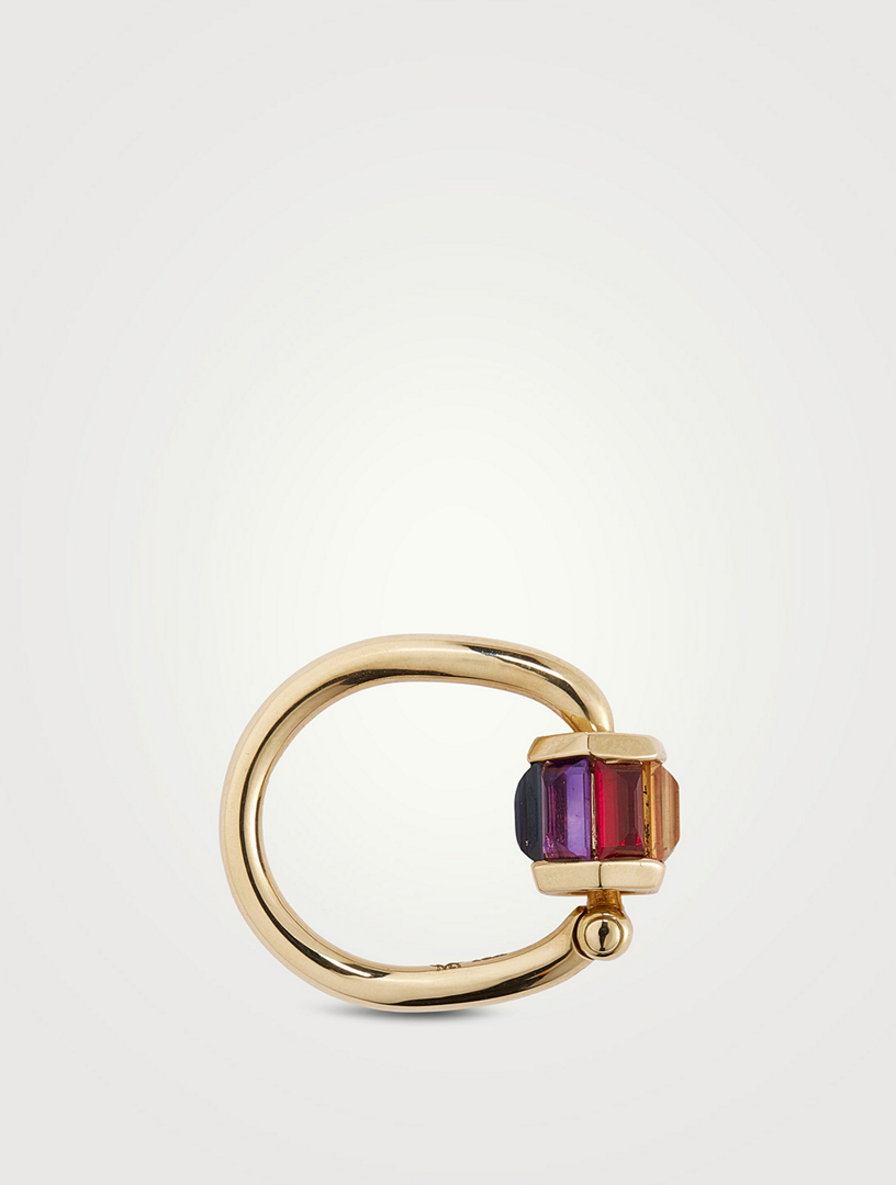 MARLA AARON 18K Gold Total Baguette Trundle Lock Ring With Multi-Stones ...