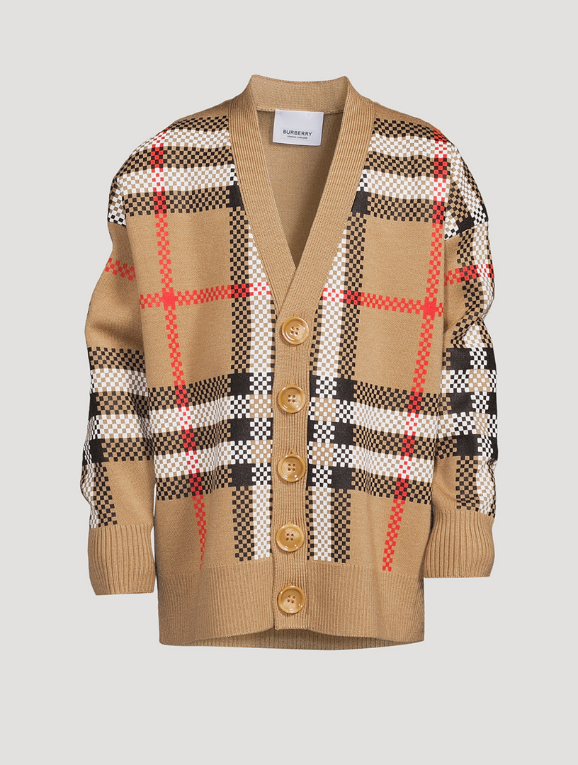 BURBERRY Check Wool Cardigan | Holt Renfrew