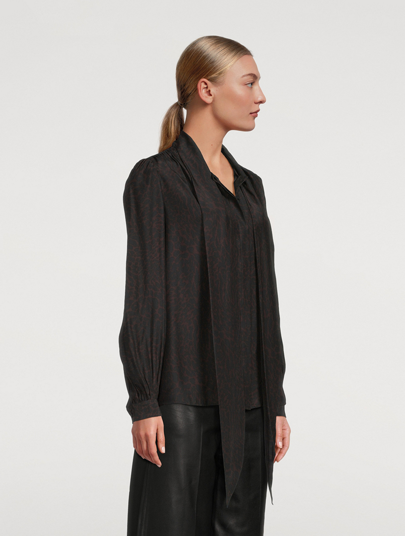 FRAME Femme Tie-Neck Silk Blouse | Holt Renfrew