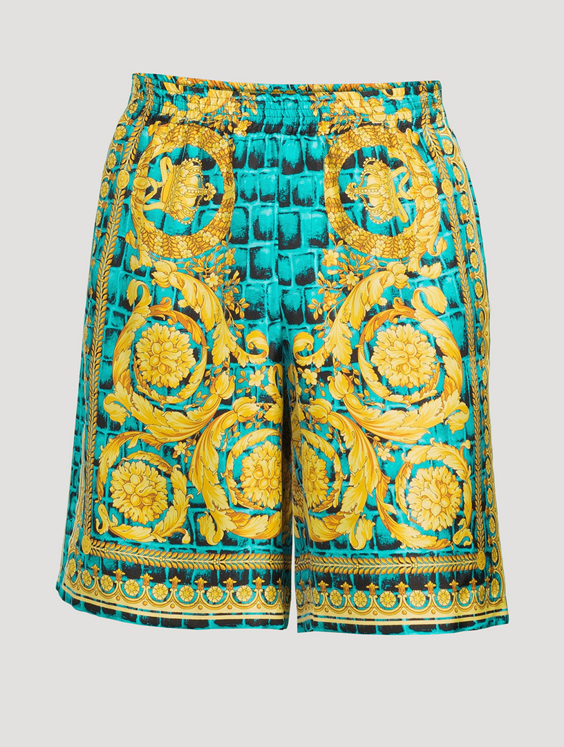 VERSACE Baroccodile Silk Shorts | Holt Renfrew