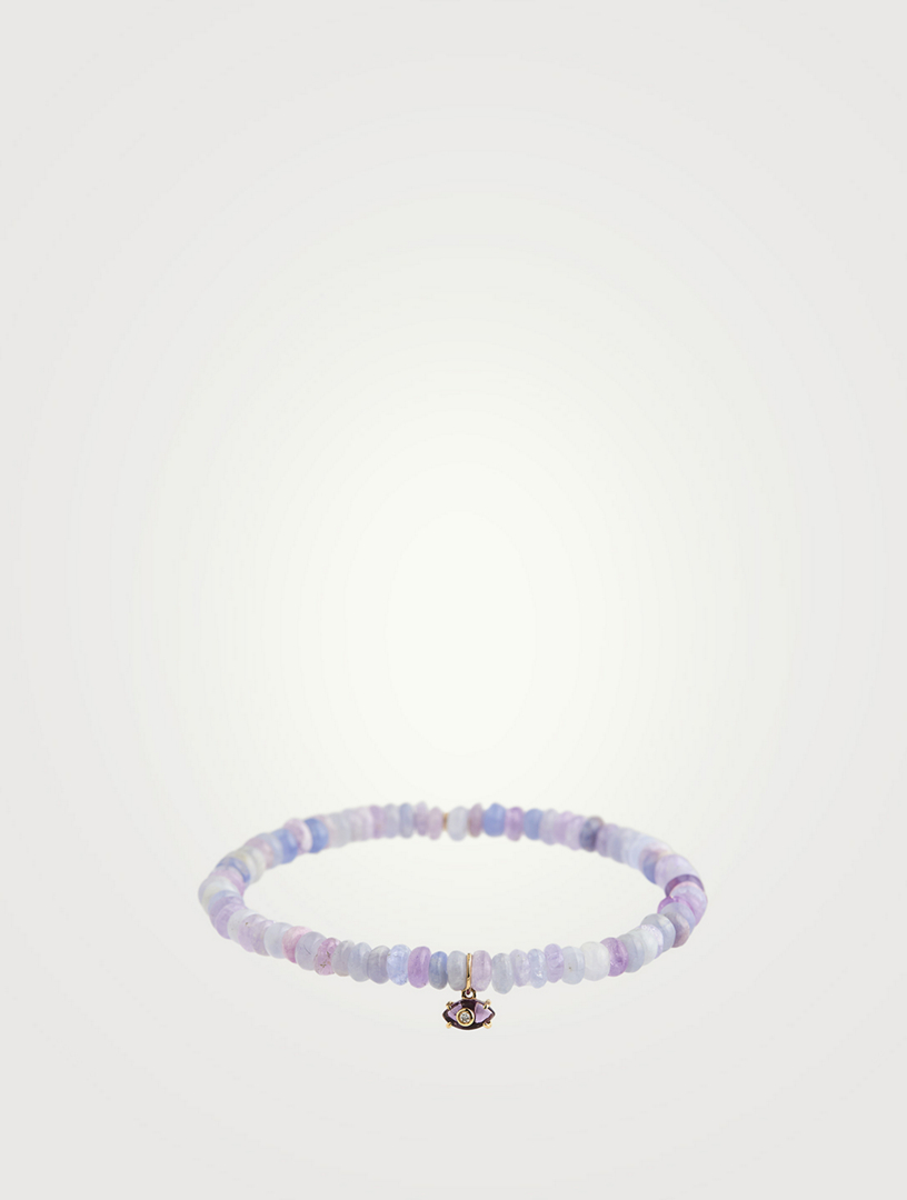 SYDNEY EVAN Hackmanite Beaded Bracelet With Gold, Amethyst And Diamond ...