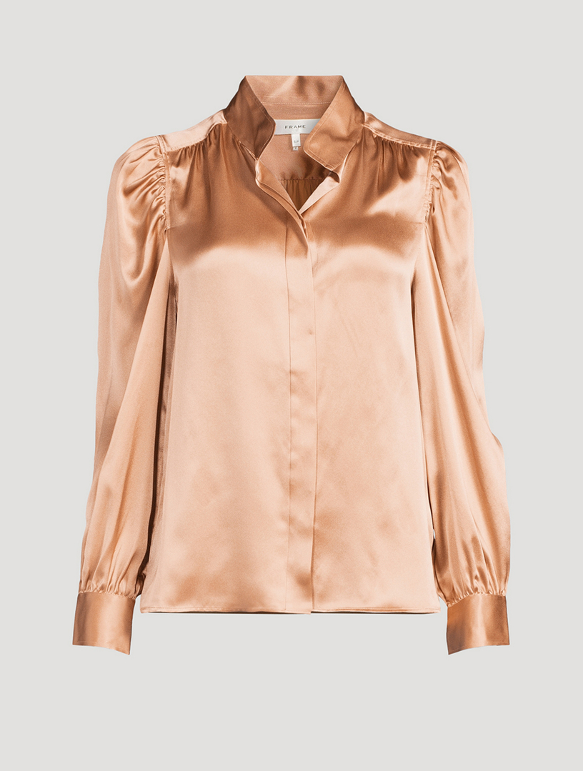 FRAME Gillian Puff-Sleeve Silk Blouse | Holt Renfrew