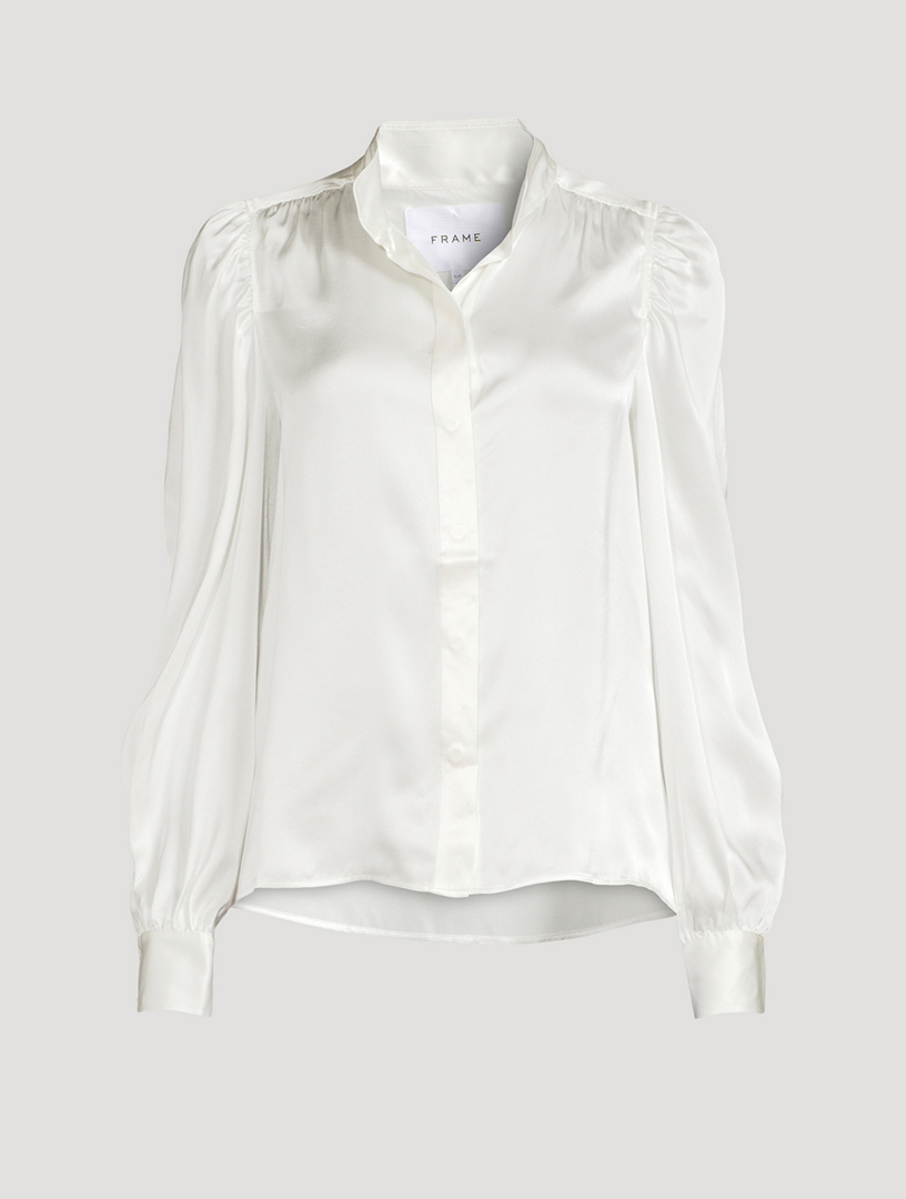 FRAME Gillian Puff-Sleeve Silk Blouse | Holt Renfrew