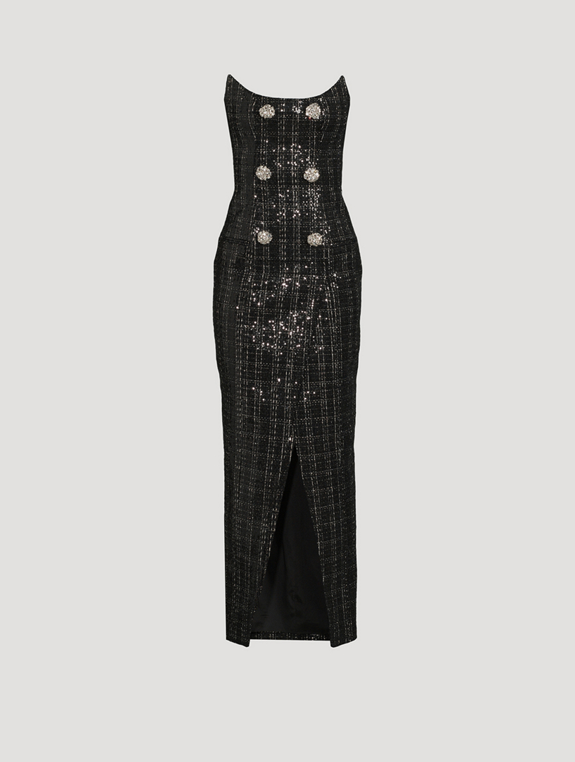BALMAIN Embellished Tweed Gown | Holt Renfrew