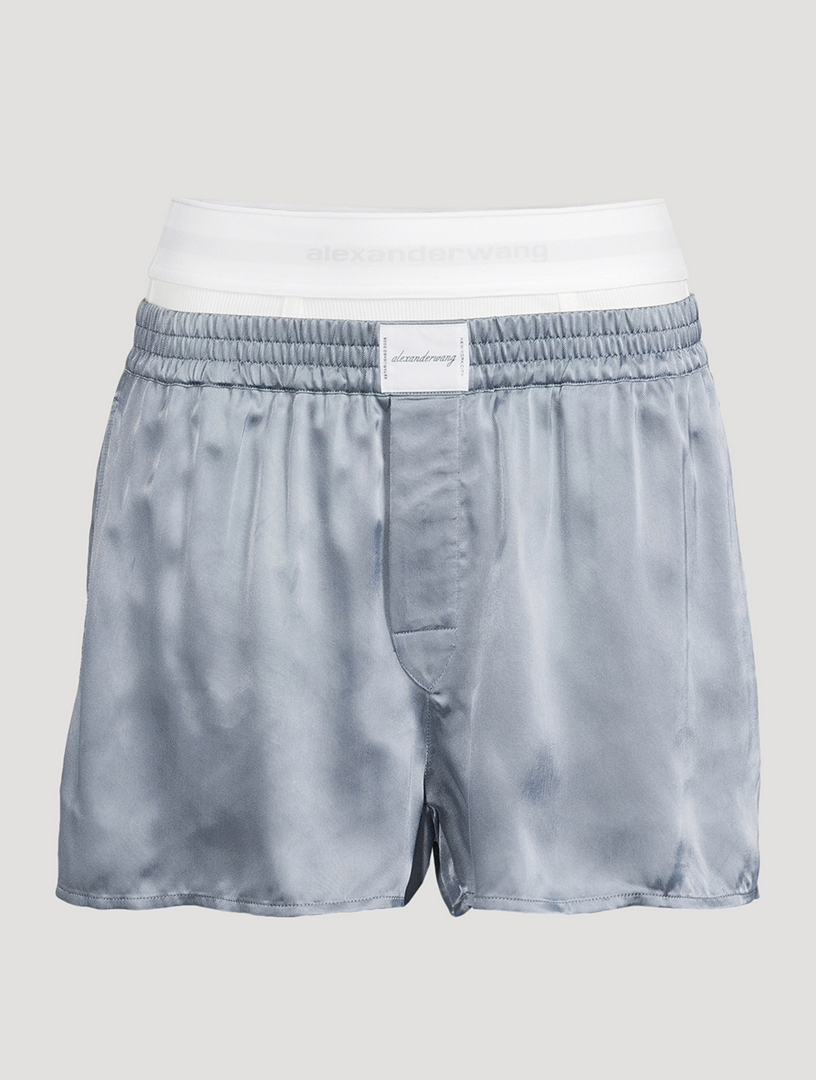 ALEXANDERWANG.T Shiny Cupro Logo Boxer Shorts | Holt Renfrew