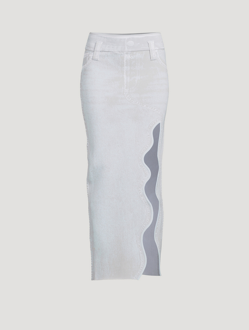 PH5 Lily Wavy Skirt In Denim Print | Holt Renfrew