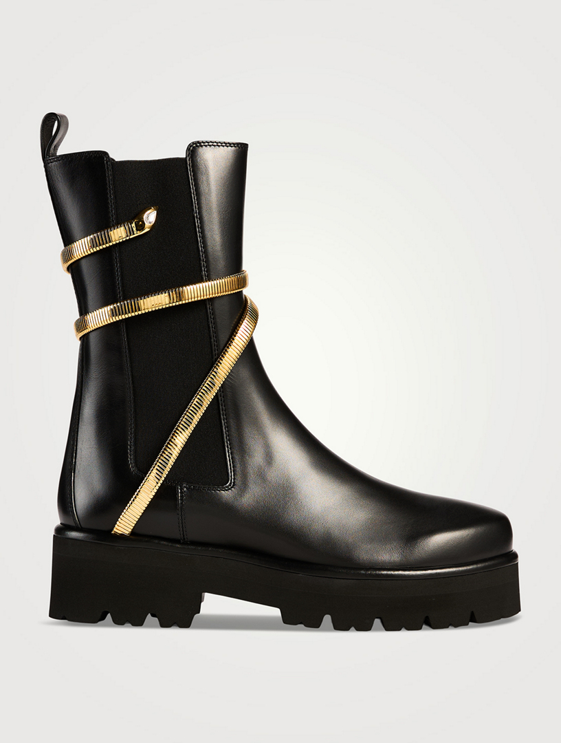 RENE CAOVILLA Juniper Leather Combat Boots | Holt Renfrew