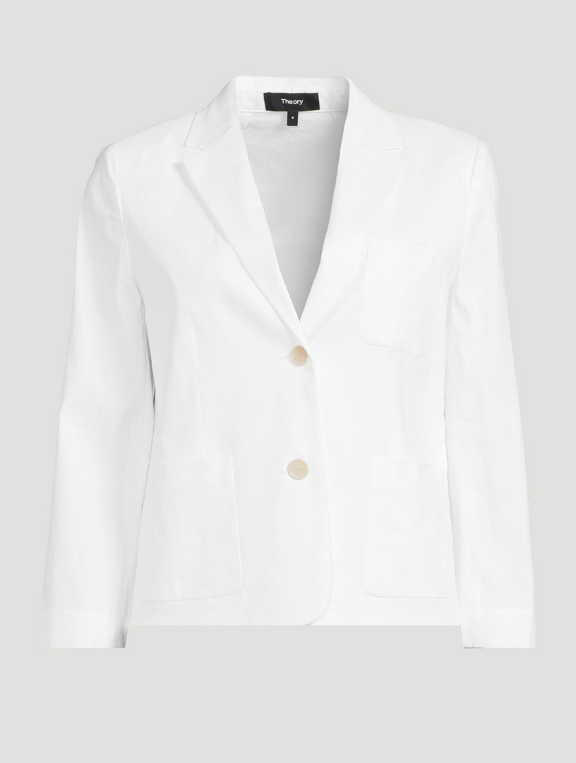 THEORY Good Linen Boxy Blazer | Holt Renfrew