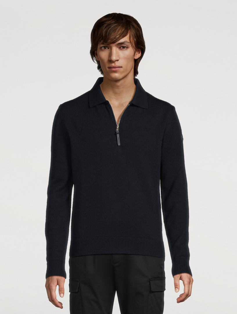 Wool Quarter Zip Polo Sweater